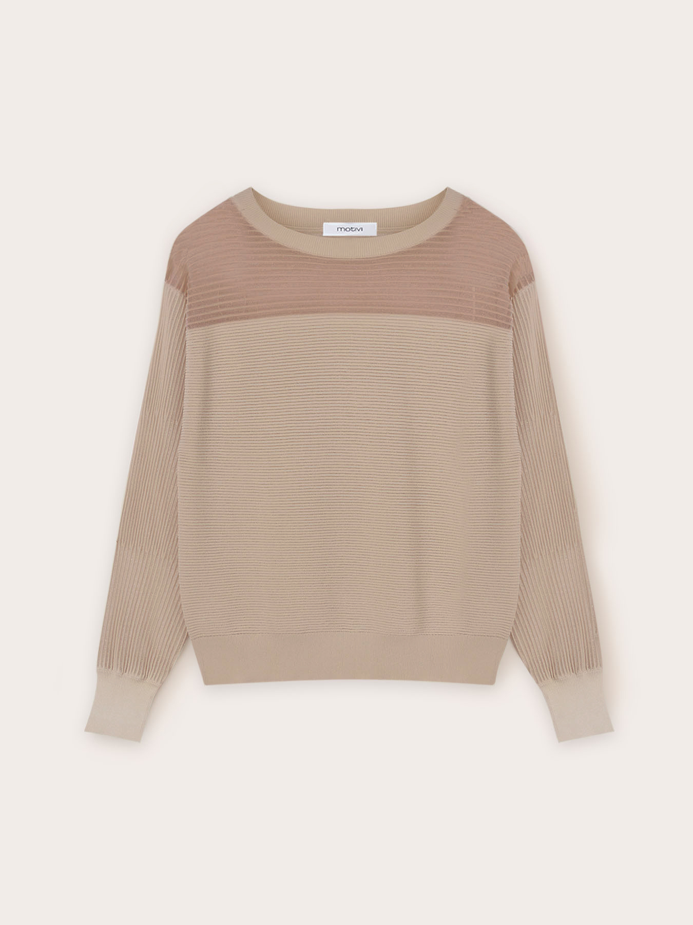 Ribbed sweater with yoke feature