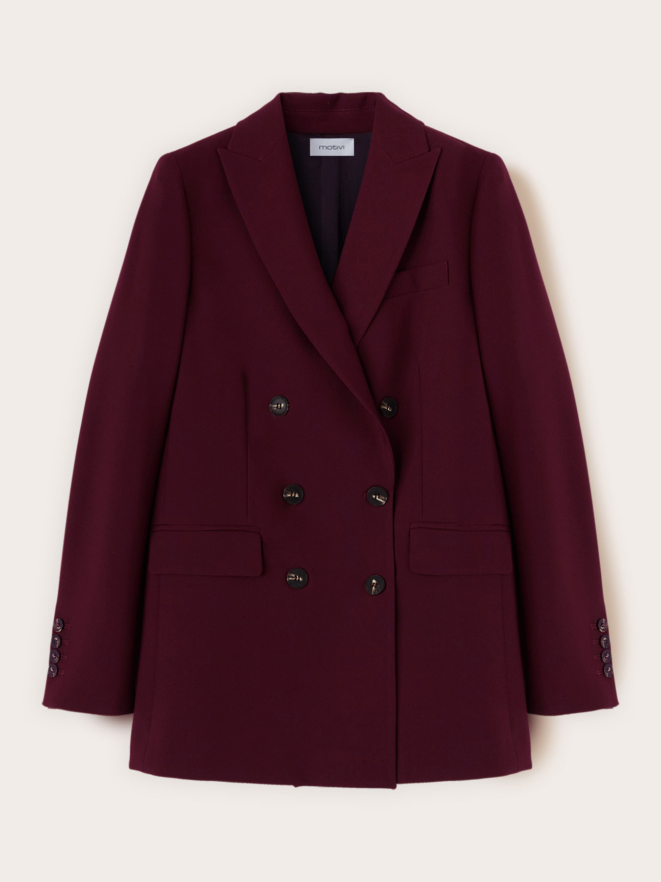 Double-breasted polyester-viscose coat
