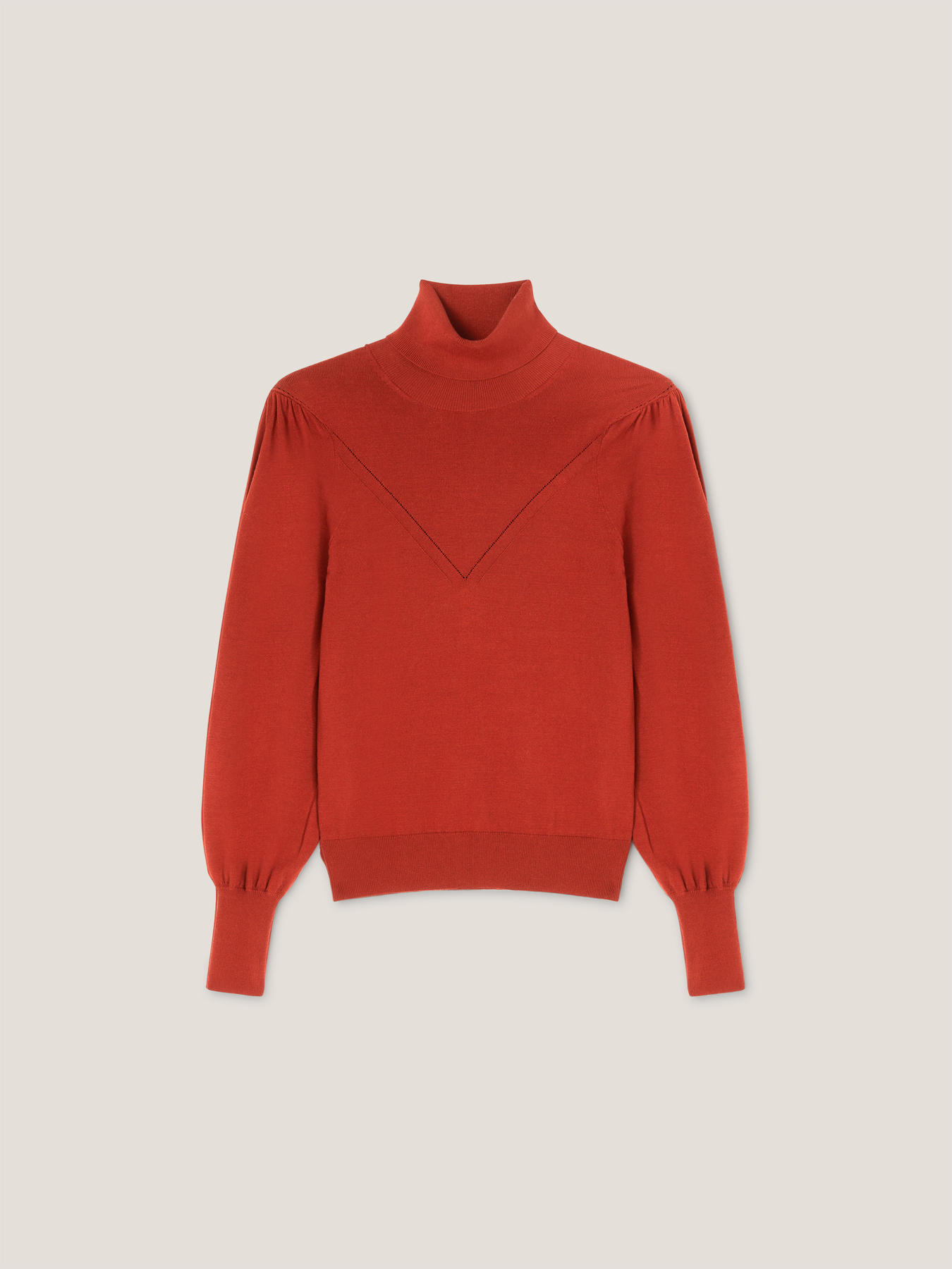 Pointelle pattern knit turtleneck