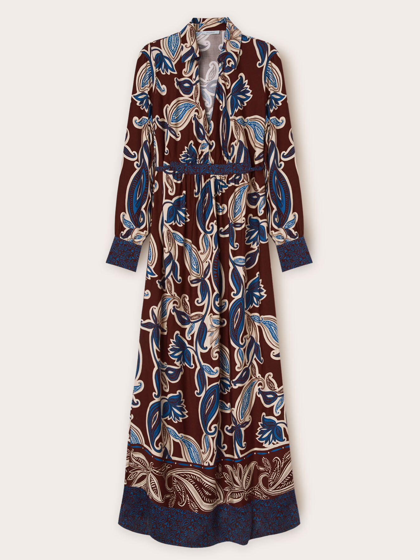 Long viscose dress with scarf pattern